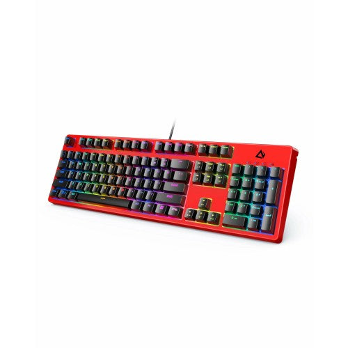 AUKEY KM-G18 Red Mechanical Keyboard, Gaming Keyboard with 104 keys, R ...