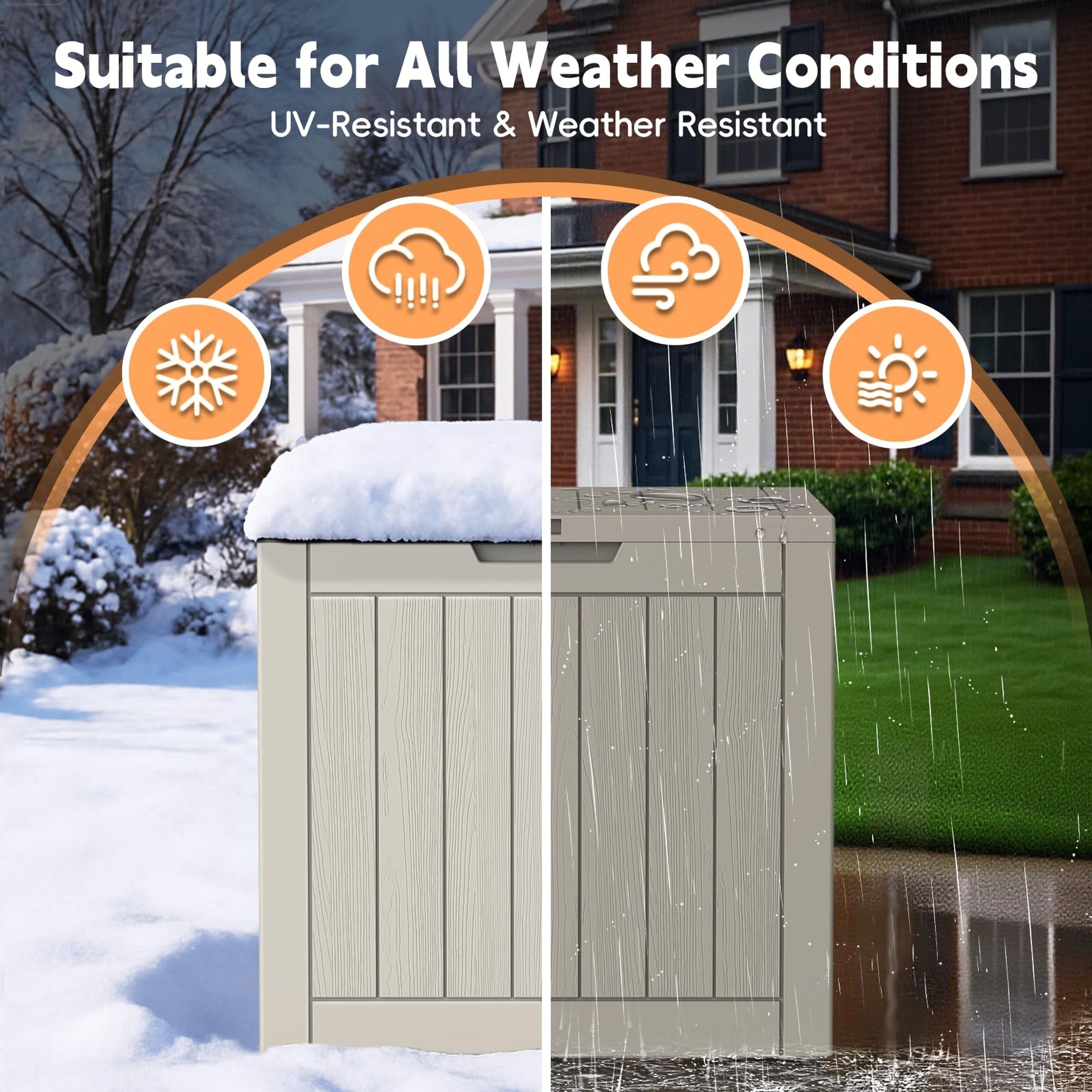 Outdoor Storage Box, Waterproof Resin Deck Storage Chest with Lockable ...